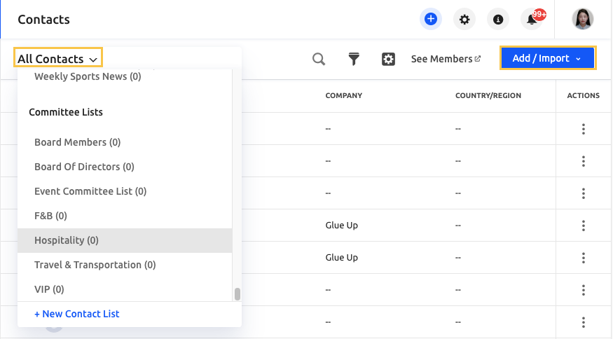 Creating, managing, and editing committee lists – Glue Up