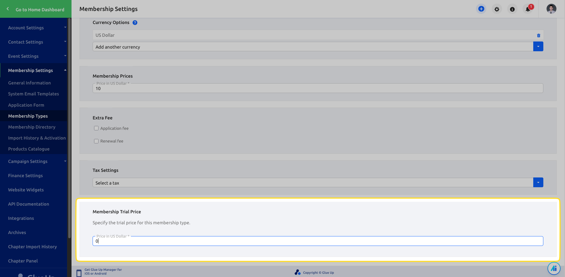 Trial Memberships – Glue Up